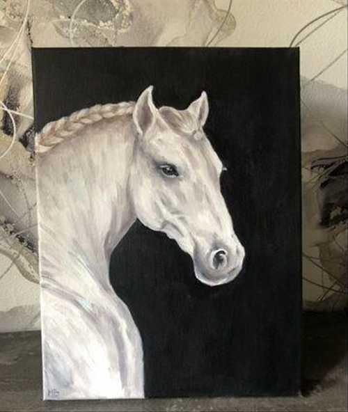 Картина маслом Белая лошадь
