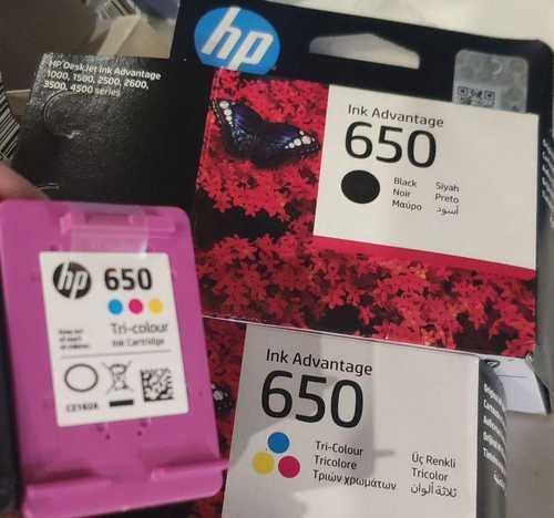 Картриджи hp 650 черный, цветной