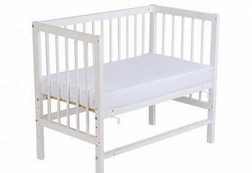 Кроватка детская приставная деревянная белая