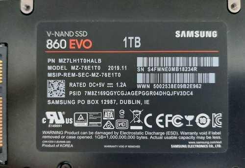 Samsung 860 EVO 2.5" SATA SSD 1TB