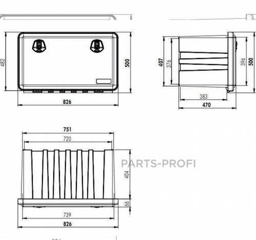 Daken 81108 ящик инструментальный пластиковый just 826Х500Х470 V 127Л мах нагрузка 50кг