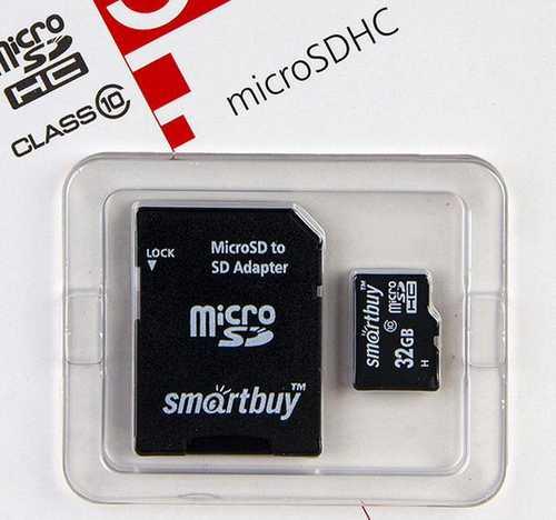 Micro SD 32GB SMART Buy class 10 с адаптером SD