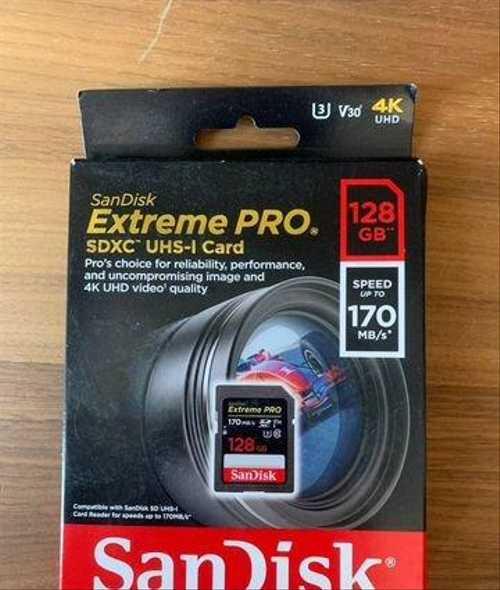 Новая карта SanDisk Extreme Pro sdxc 170MB/s 128GB