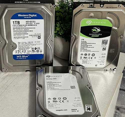 Жёсткий диск HDD Seagate 2TB / WD Blue 1TB / 500GB