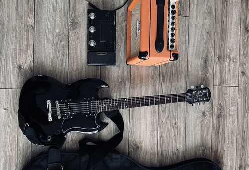 Электро гитара epiphone sg процессор и комбик