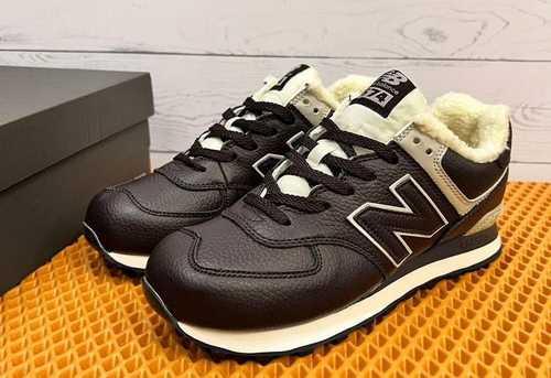 Кроссовки New balance 574 кожа зимние на меху