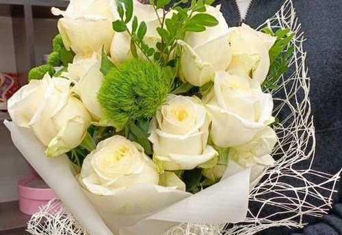 Розы белые пионовидные букет / доставка