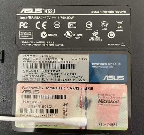 Ноутбук Asus k52j