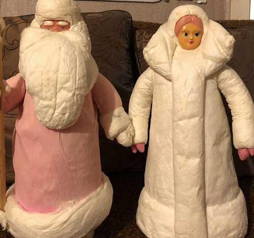 Дед мороз и снегурочка СССР из ваты