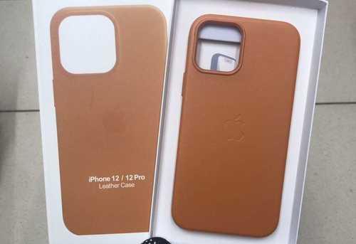 Чехол на iPhone 12/12 Pro Leather Case охра