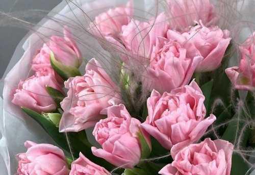 Тюльпан - пион Дример, букет цвет бледно-розовый