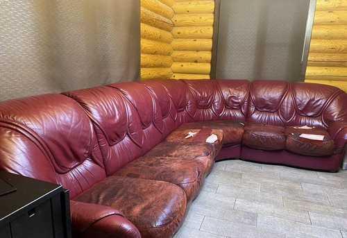 Угловой кожаный диван из натуральной кожи