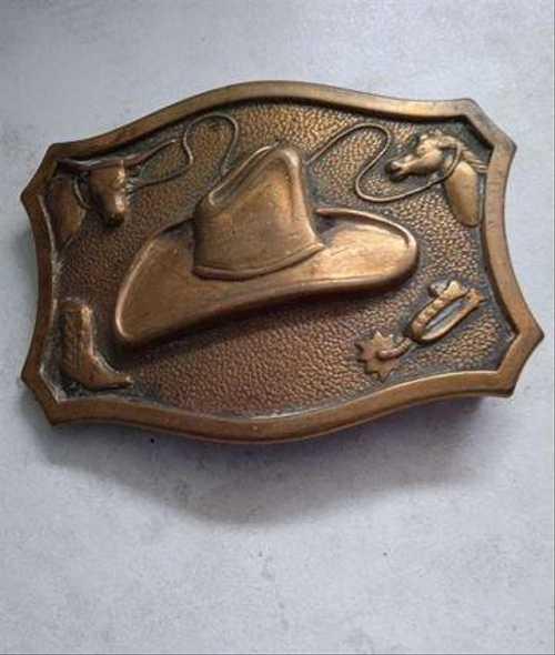 Пряжка ковбойская винтаж Канада бронза