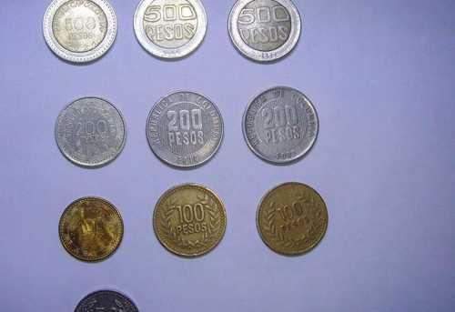 Монеты Колумбии 10 штук