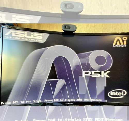 Материнская плата Asus P5K с процессором и памятью