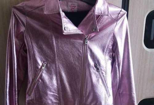 Куртка женская кожзам. Цвет сереблисто розовый