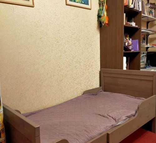 Детская кровать IKEA раздвижная с матрасом