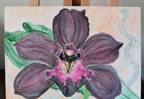 Картина акварелью "Орхидея"