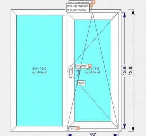 Пластиковое окно Brusbox 1200х1330