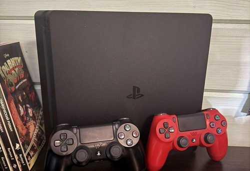 Sony PS4 slim 500gb+наушники sony gold+2 джойстика