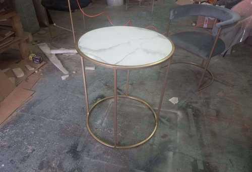 Стол столик круглый с керамогранитом на золоте