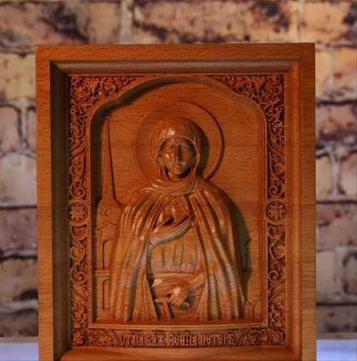 Икона "Св. Ксения Петербургская" деревянная резная