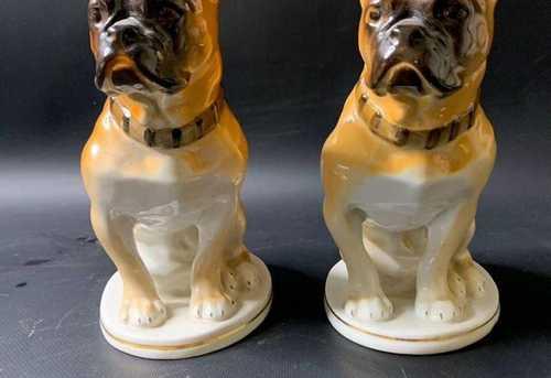 Фарфоровые статуэтки собака лфз " Боксер"