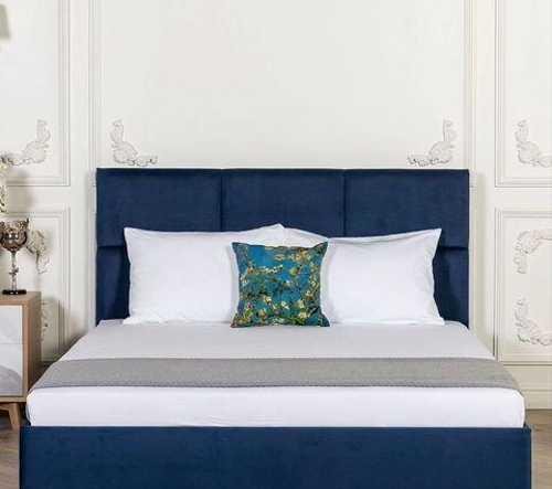 Кровать двуспальная 160х200 темно-синяя Ами