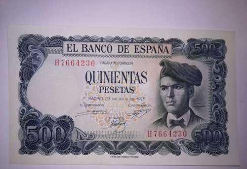 Банкнота Испания 500 песет 1971 г. Аunc