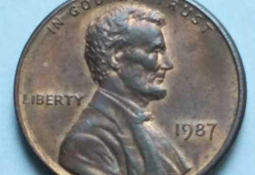 Liberty one cent 1987 года