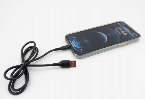 Кабель USB Lightning 2.4А, 1 метр, черный
