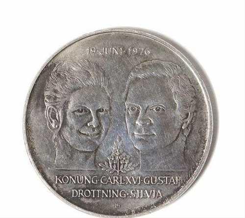 Серебряная юбилейная монета 50 крон. Швеция, 1976