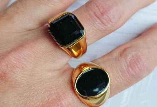 Кольцо мужское перстень золотой ювелирная сталь