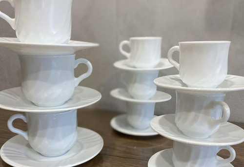 Чашки с блюдцами белый набор Гармония