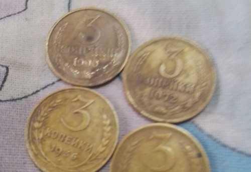 Продам монеты 3коп.4шт.1936, 56г,72г,90г