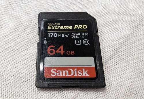 Карта памяти SD Sandisk Extreme Pro 64 Gb