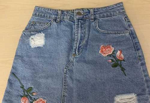 Юбка джинсовая с розами