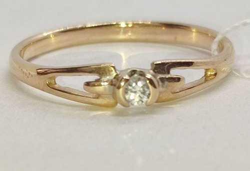 Золотое кольцо с фианитом 18 размер