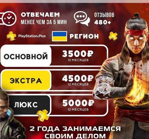 Подписка ps plus 12 месяцев Украина