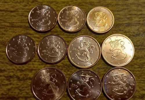 Монеты Финляндии 1, 2 евроцента