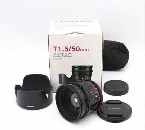 Samyang 50mm T1.5 AS UMC for Canon EF в упаковке