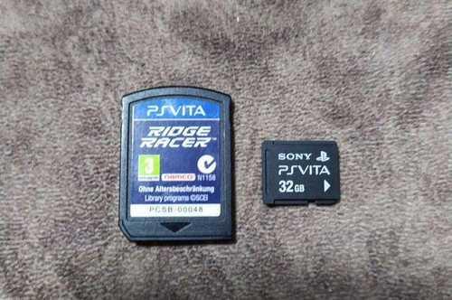 Карта MicroSD 32 Gb Ps и картридж ridge racer
