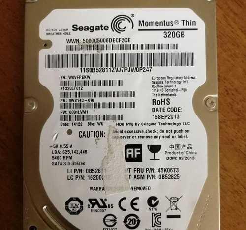 Жесткий диск 2.5" Seagate Momentus Thin 320 Гб