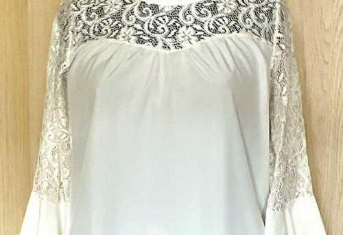 Блузка белая кружевная размер 48- 50