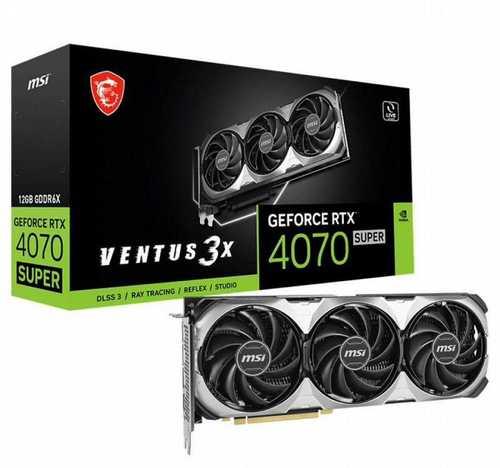 Видеокарта MSI RTX4070 super ventus 3X 12GB, gddr6X, 192bit, 3xDP, hdmi 3FAN RTL RTX 4070 super 12G