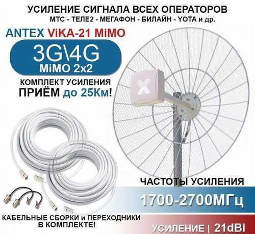 Мощная параболическая 4G Антенна Antex 21dBi MiMO