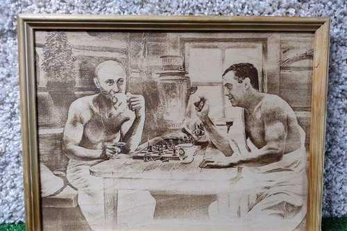 Картина Путин в бане чай пьет
