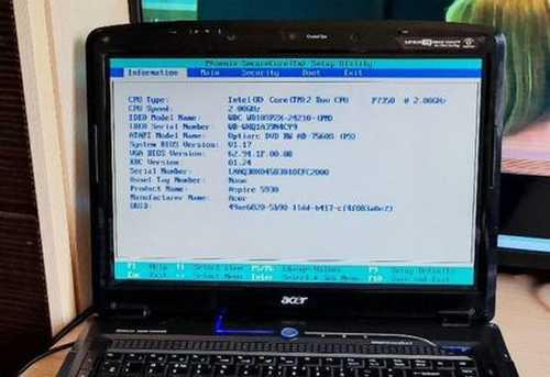 Acer 15.6/Core 2 T7250/Nvidia GT 960