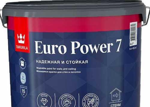 Краска моющаяся Tikkurila Euro Power 7 база А бела