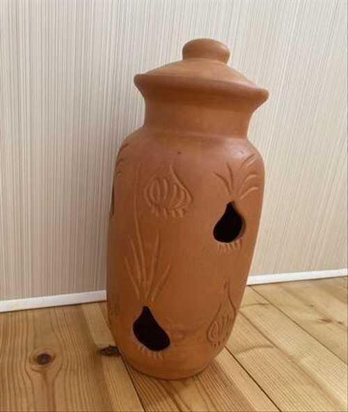 Глиняный горшок для хранения лука и чеснока ваза